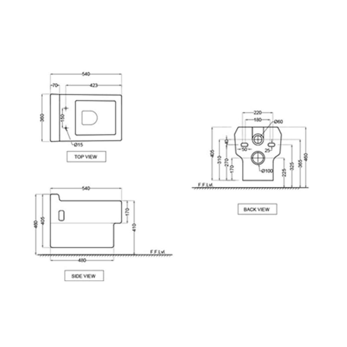 Jaquar Wall Mounted White Closet WC Fonte FNS-WHT -40951UF With P-Trap