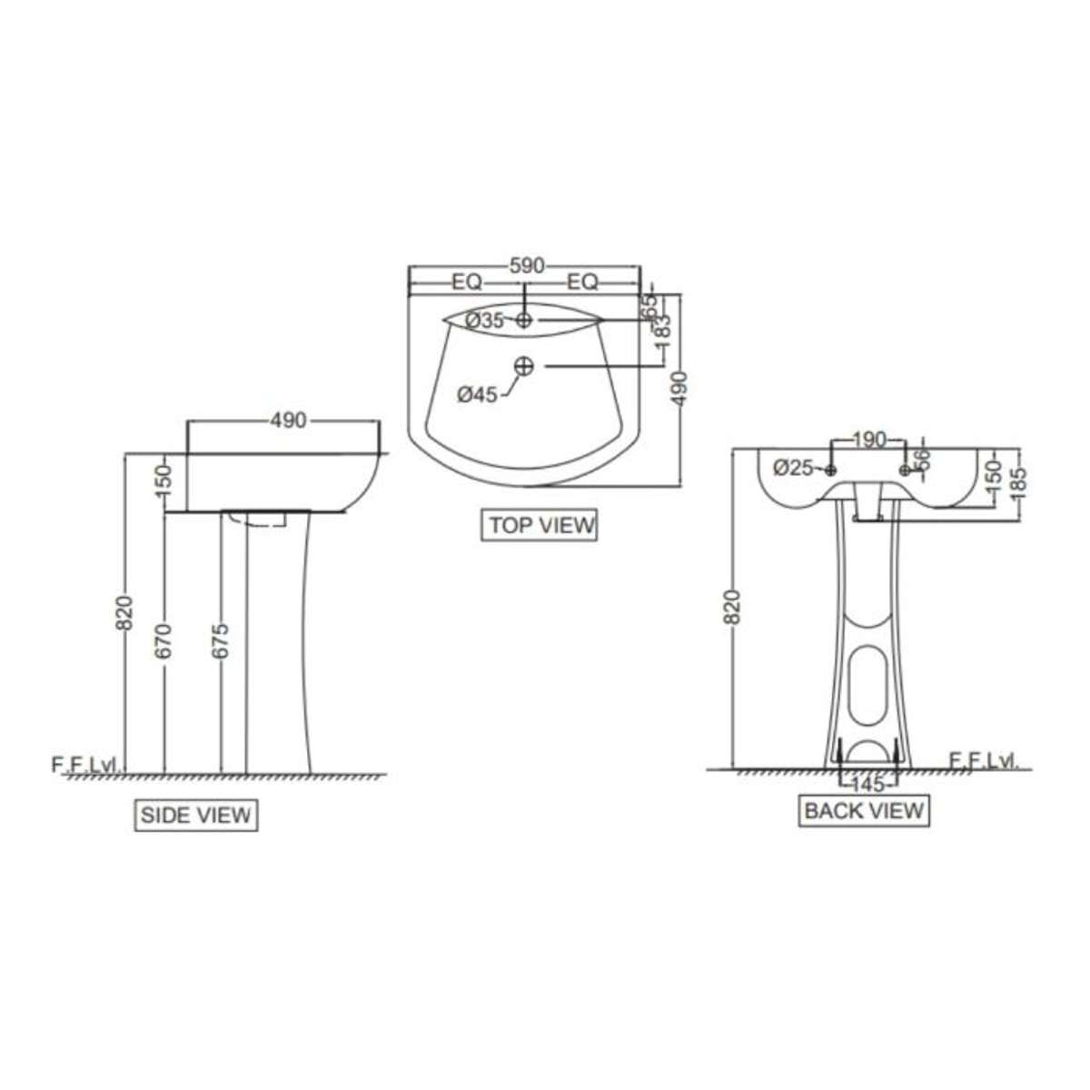 Jaquar Rectangle Shaped Wall Hung Basin LYS-WHT-38801