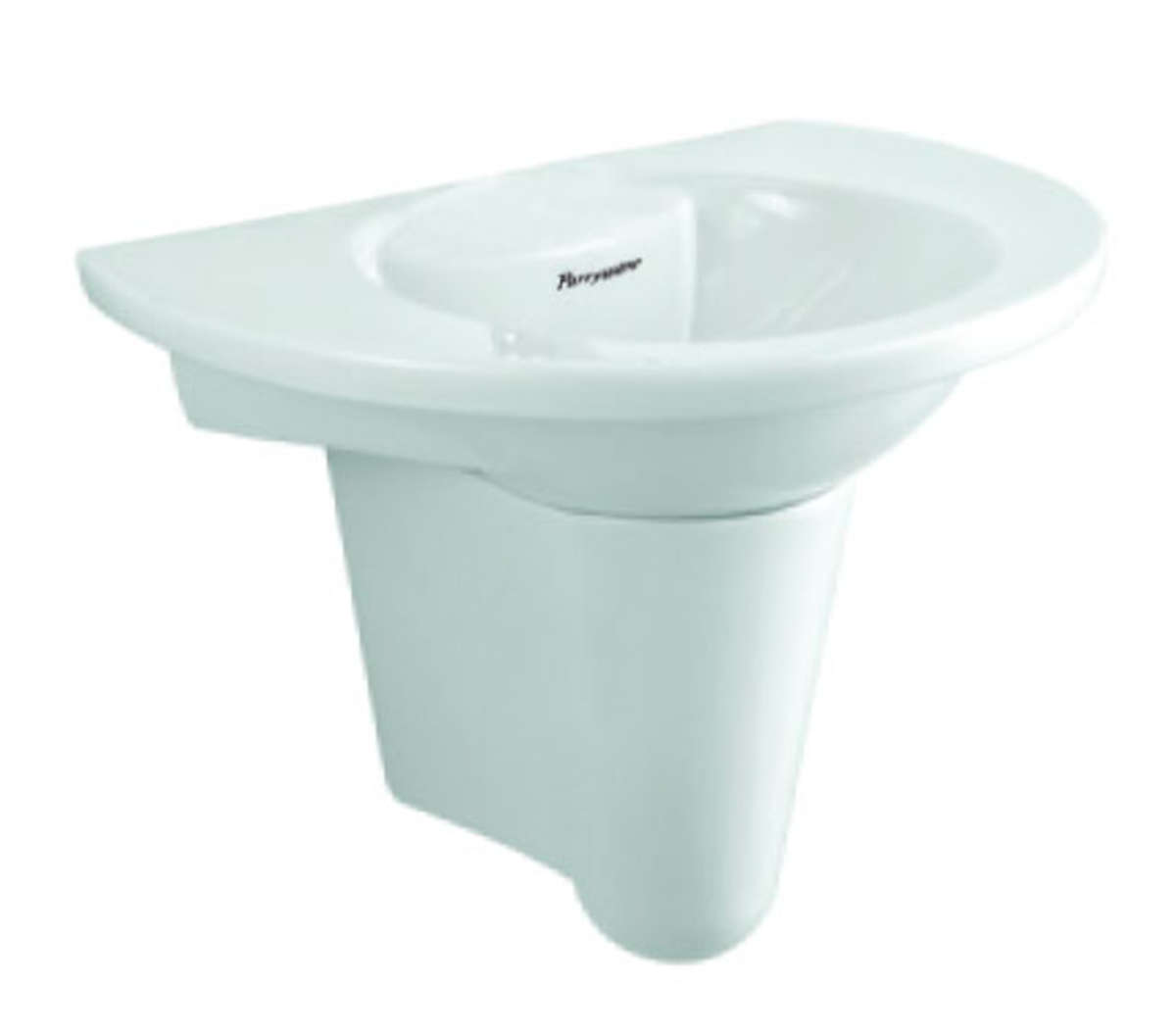 Parryware Wall Mounted Semi Circle Shaped White Basin Area Niagara -C0493