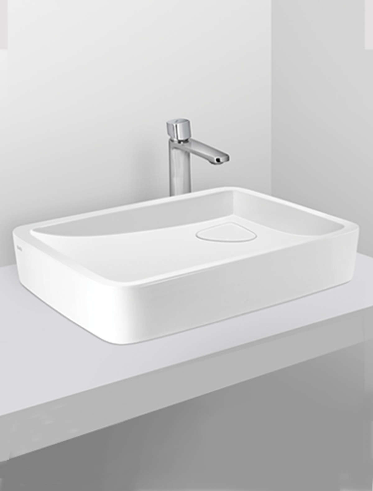 Cera Plain Calburt Mini Table Top Square Shaped White Wash Basin S2020155