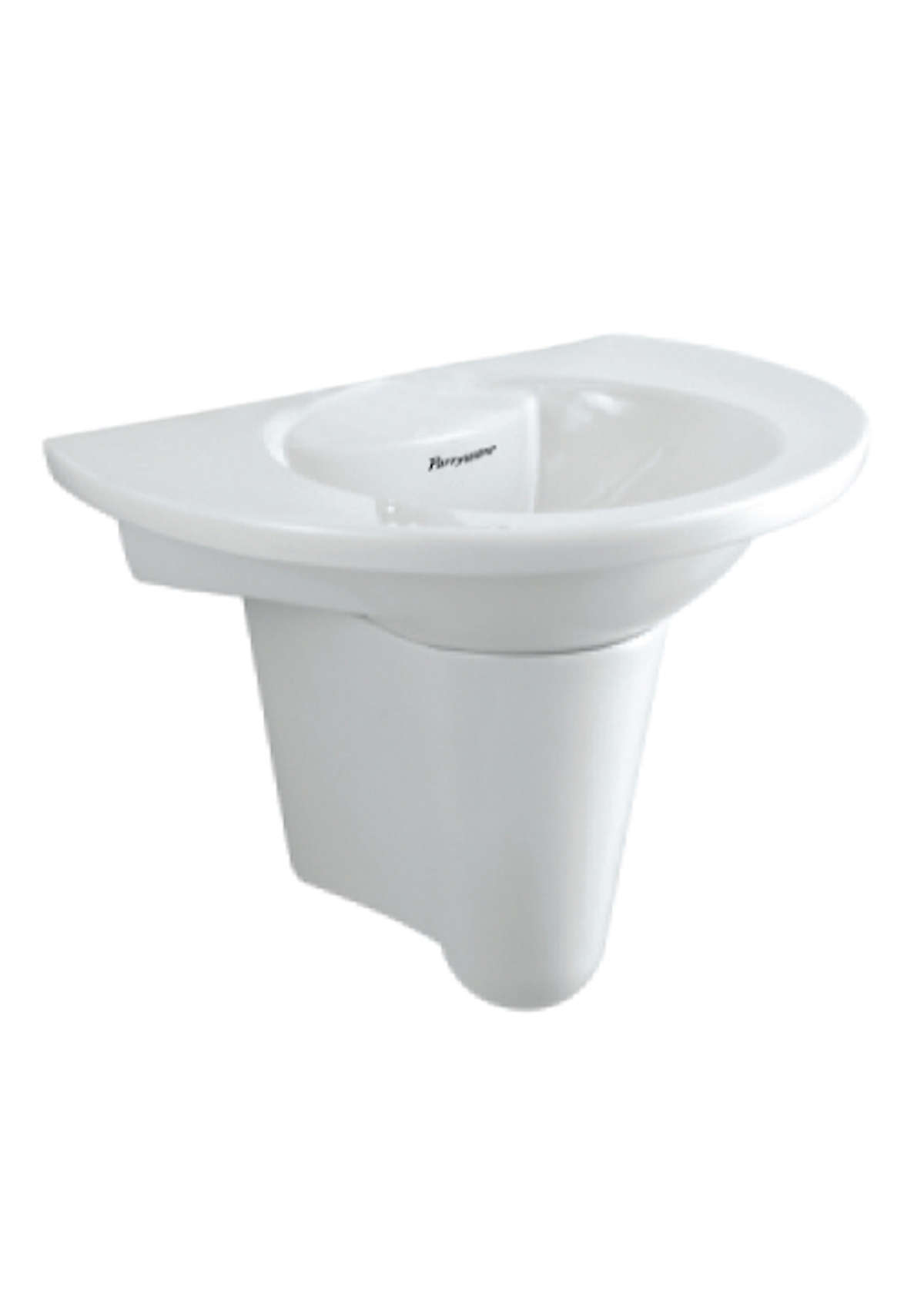 Parryware Wall Mounted Semi Circle Shaped White Basin Area Niagara -C0493