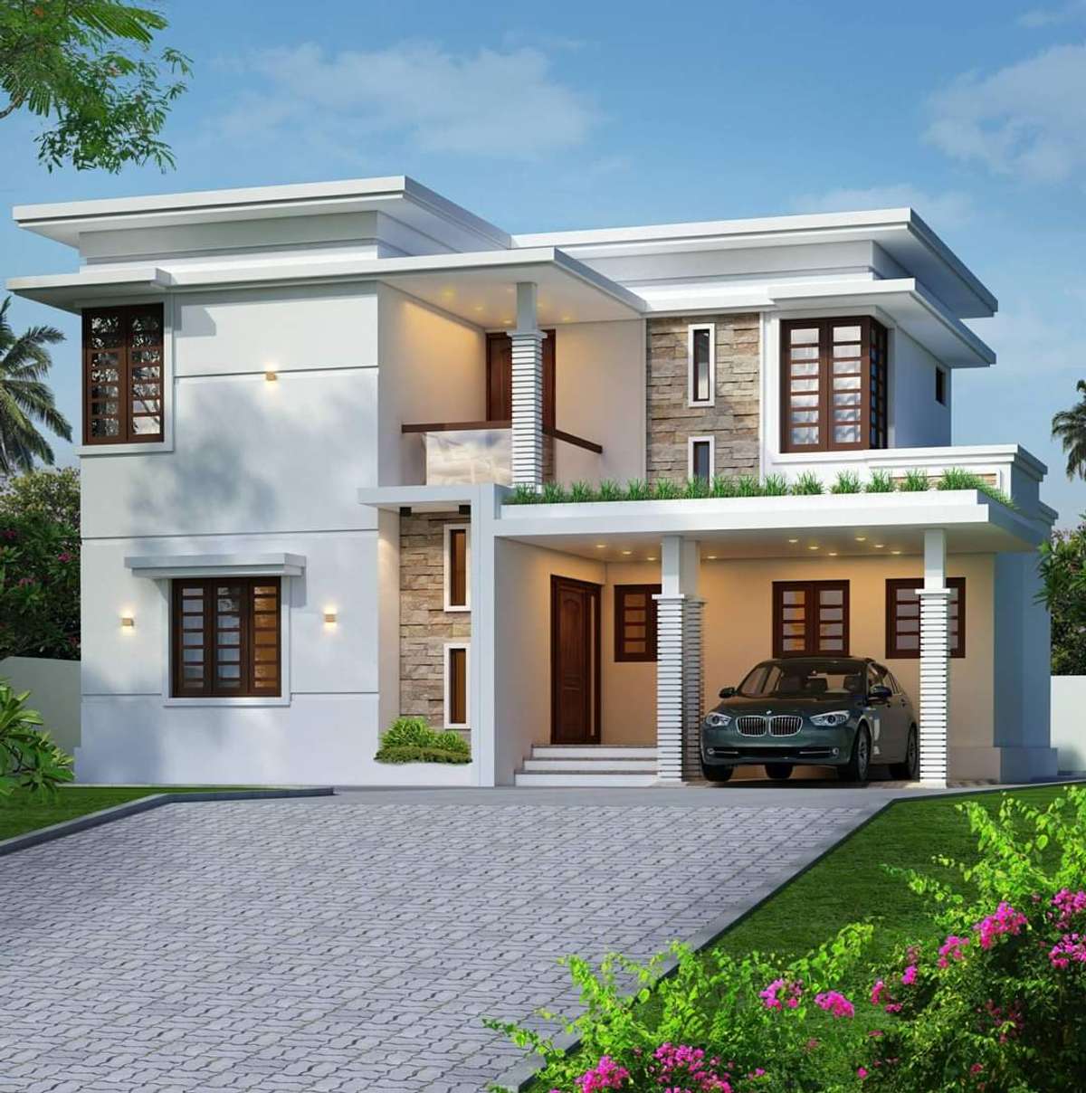 Exterior, Lighting Designs by Architect Sky Builders Kattappana, Idukki ...