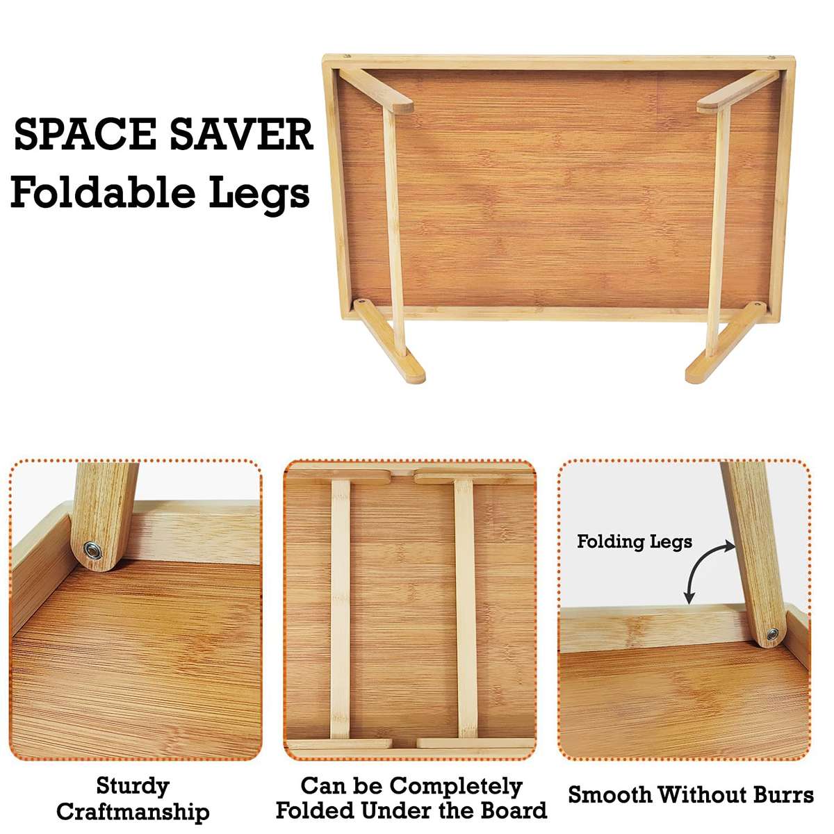 HOKIPO Wooden Breakfast Tray | Bed Tray Table For Food| Foldable ...