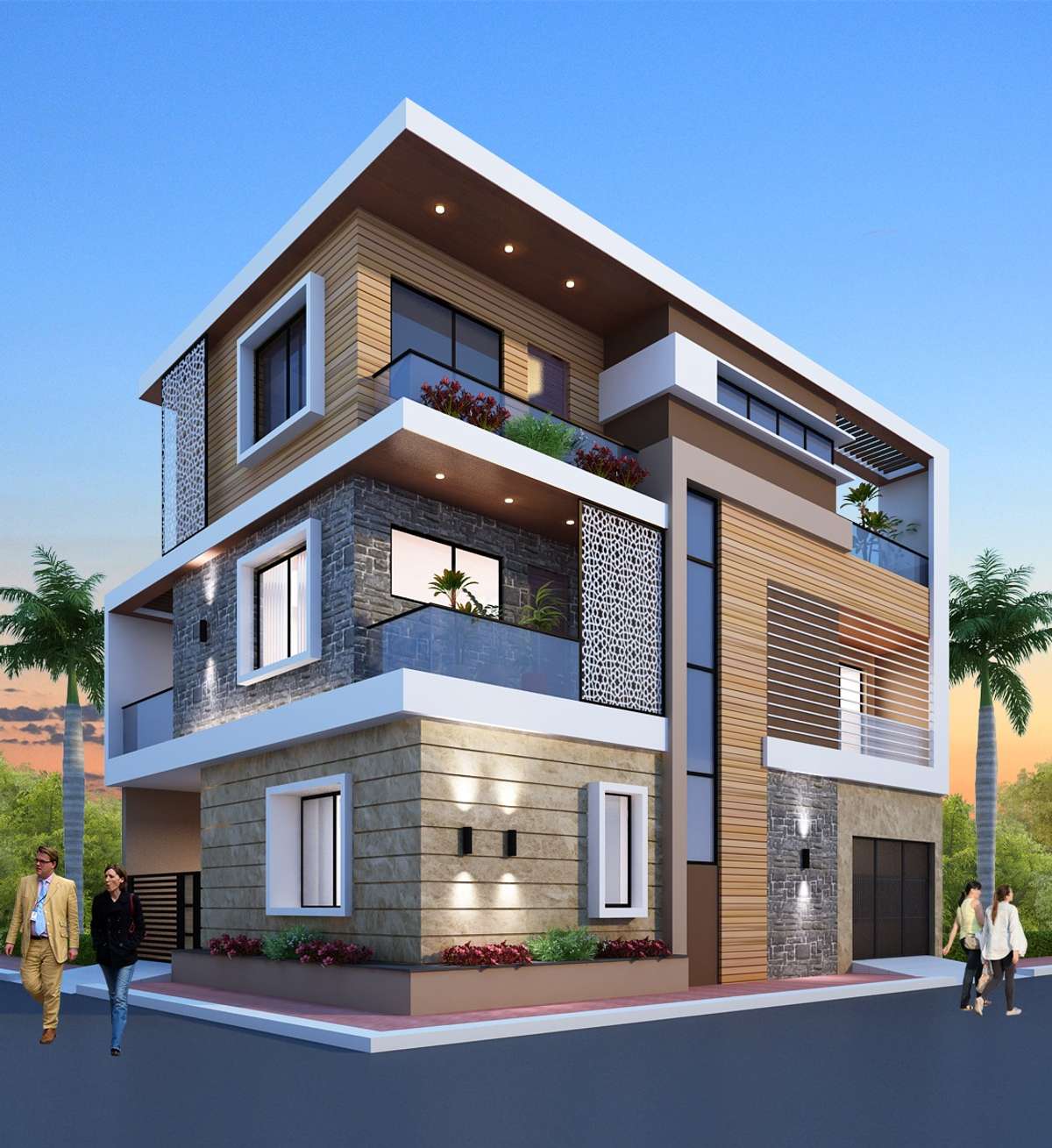 Exterior, Lighting Designs by 3D & CAD Nishant Dixit, Indore | Kolo Exterior, Lighting Designs by 3D & CAD Nishant Dixit, Indore | Kolo