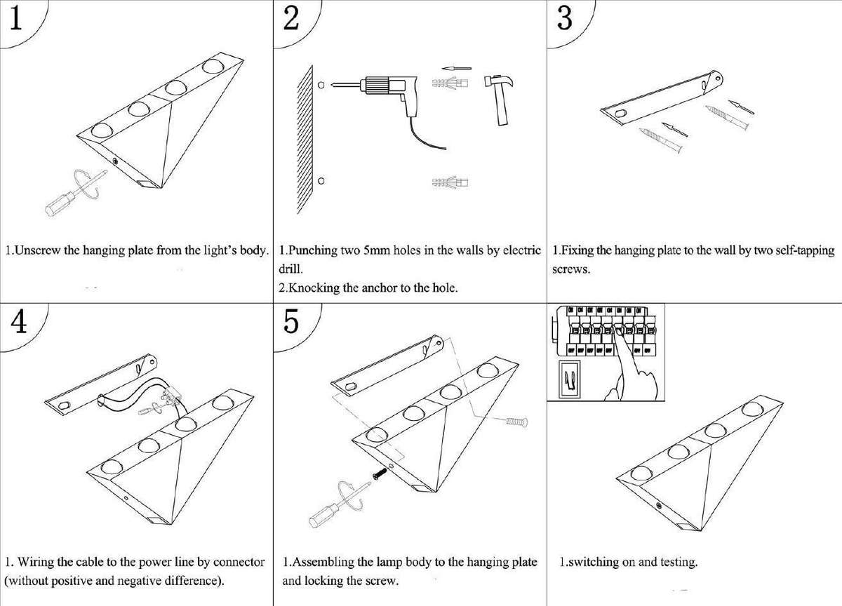 ESS EMM Wall Lights - 5W IP65 Waterproof Wall Lamp –V Shape Fancy LED ...