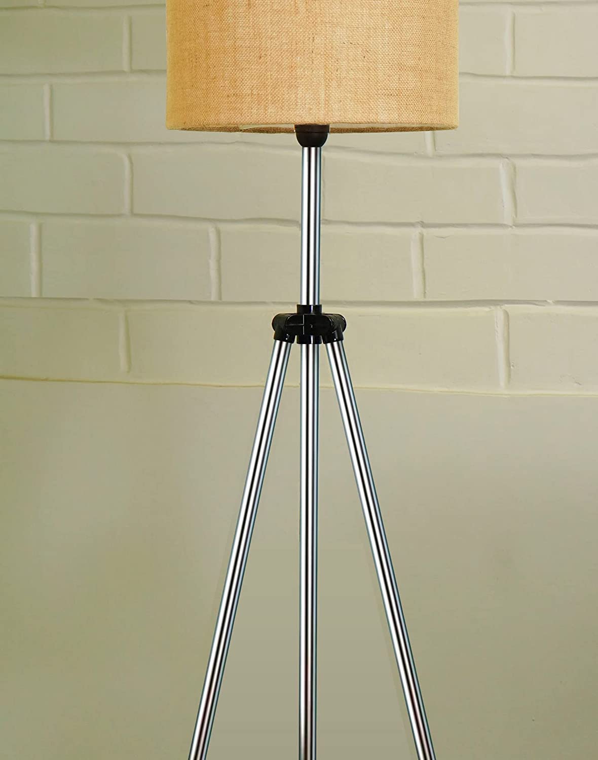 Crosscut Furniture Stainless Steel Metal Floor Lamp (Natural Jute)
