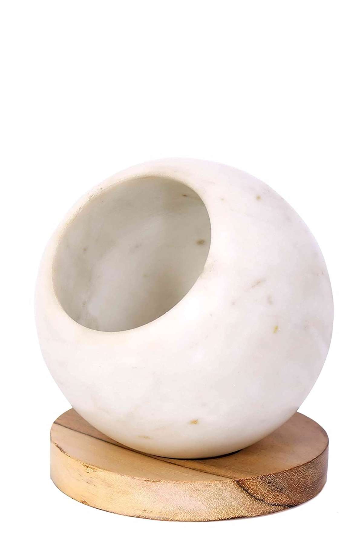 POSH N PLUSH Ball Marble Planter with Wooden Base Pots for Plants Home ...