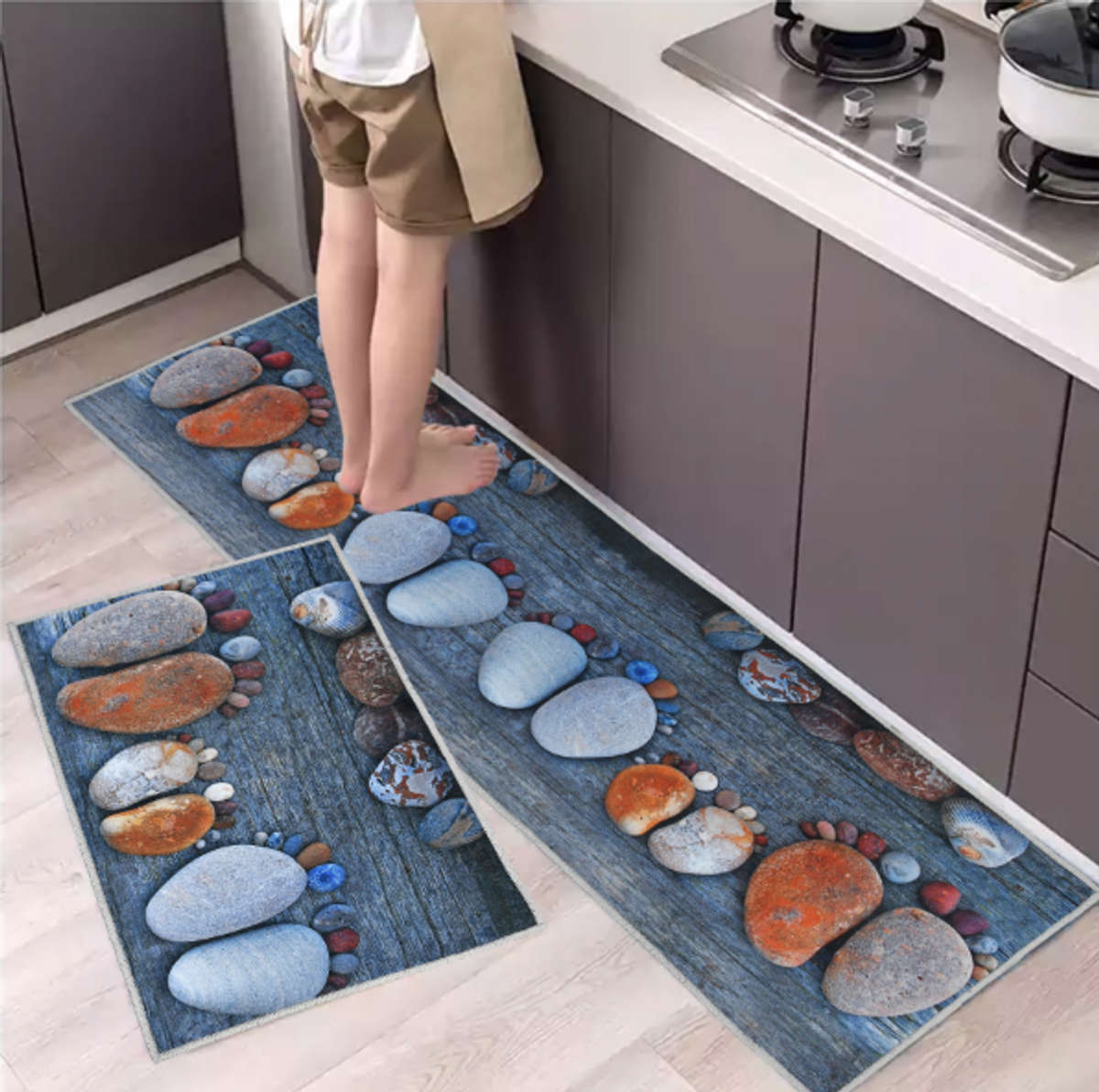 Anti-Skid Washable Kitchen mat for Floor Mat I Combo of 2 Pieces