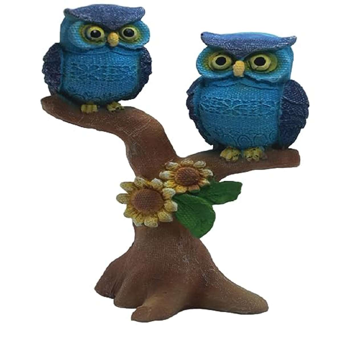 Set of 2 Owls Tree Showpiece Bird Statue for Home dècor