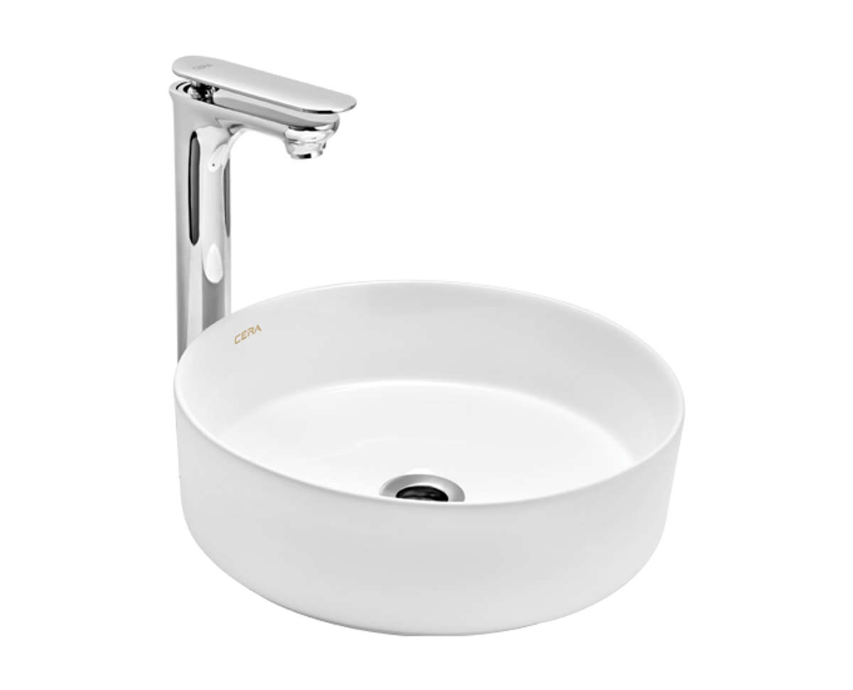 Cera Chaser Table Top Round Shaped White Wash Basin S2020164