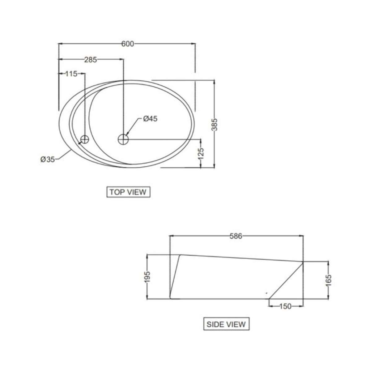 Jaquar Oval Shaped Table Top Basin VGS-WHT-81931N