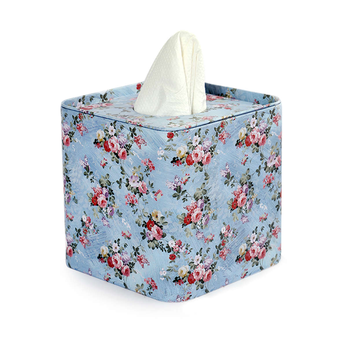 Square Blue Floral tissue box