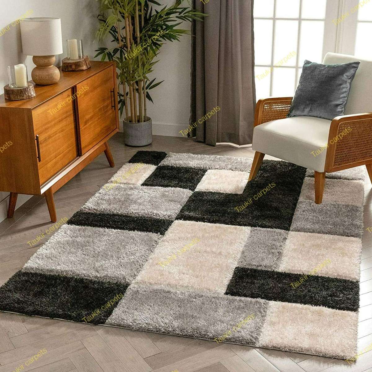 TAUKIR CARPETS Handmade 3D Edge Collection Microfiber & Polyester Silk ...