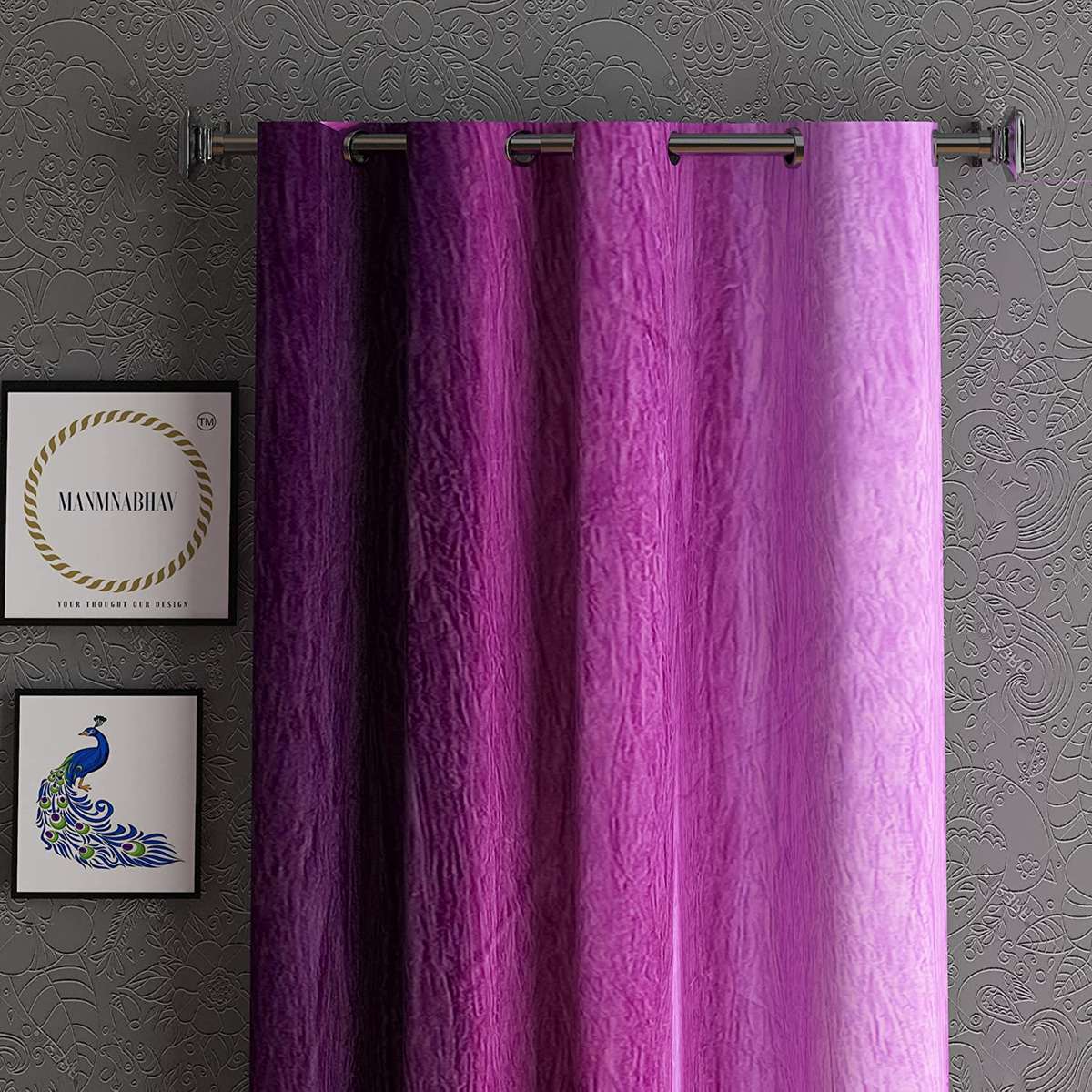 MANMNABHAV Polyester Plain Beautiful Home Washable Rod Pocket Triple ...