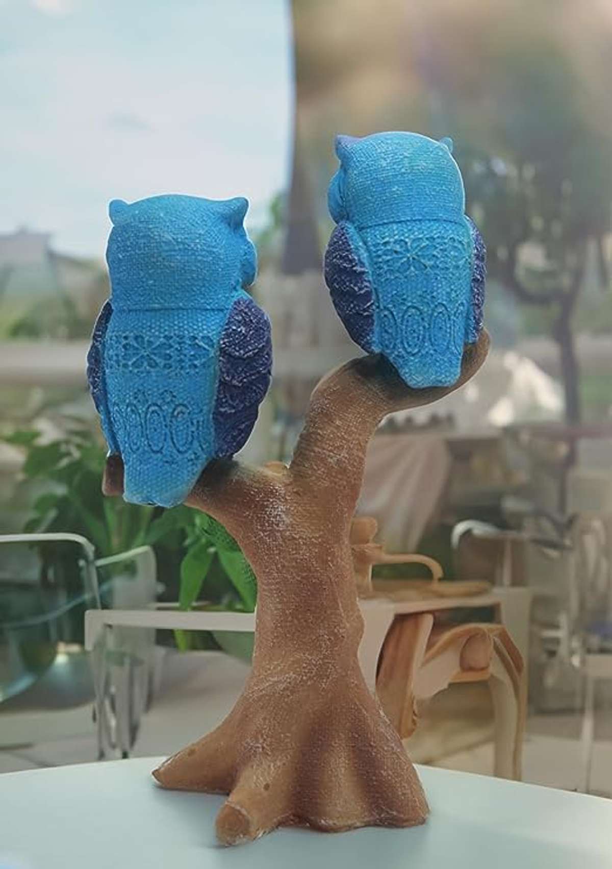 Set of 2 Owls Tree Showpiece Bird Statue for Home dècor