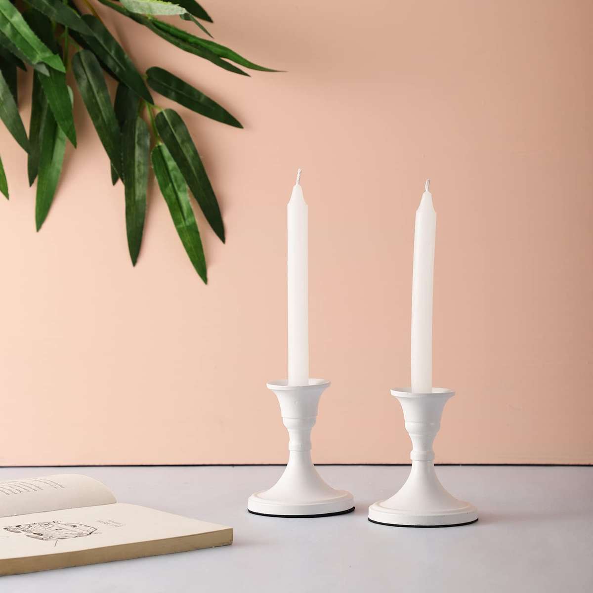 VOIDROP Set of 2 Candle Holder White.Candle Holder Set of 2.White ...