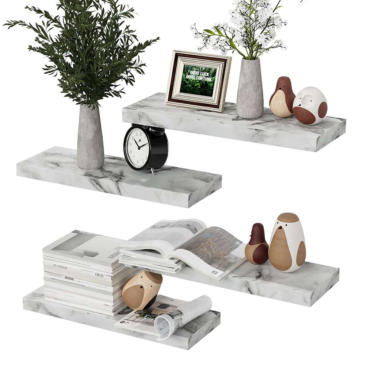 Boswillon Wall Mounted Floating Shelves, 4 Sets Modern Wall Shelves for ...