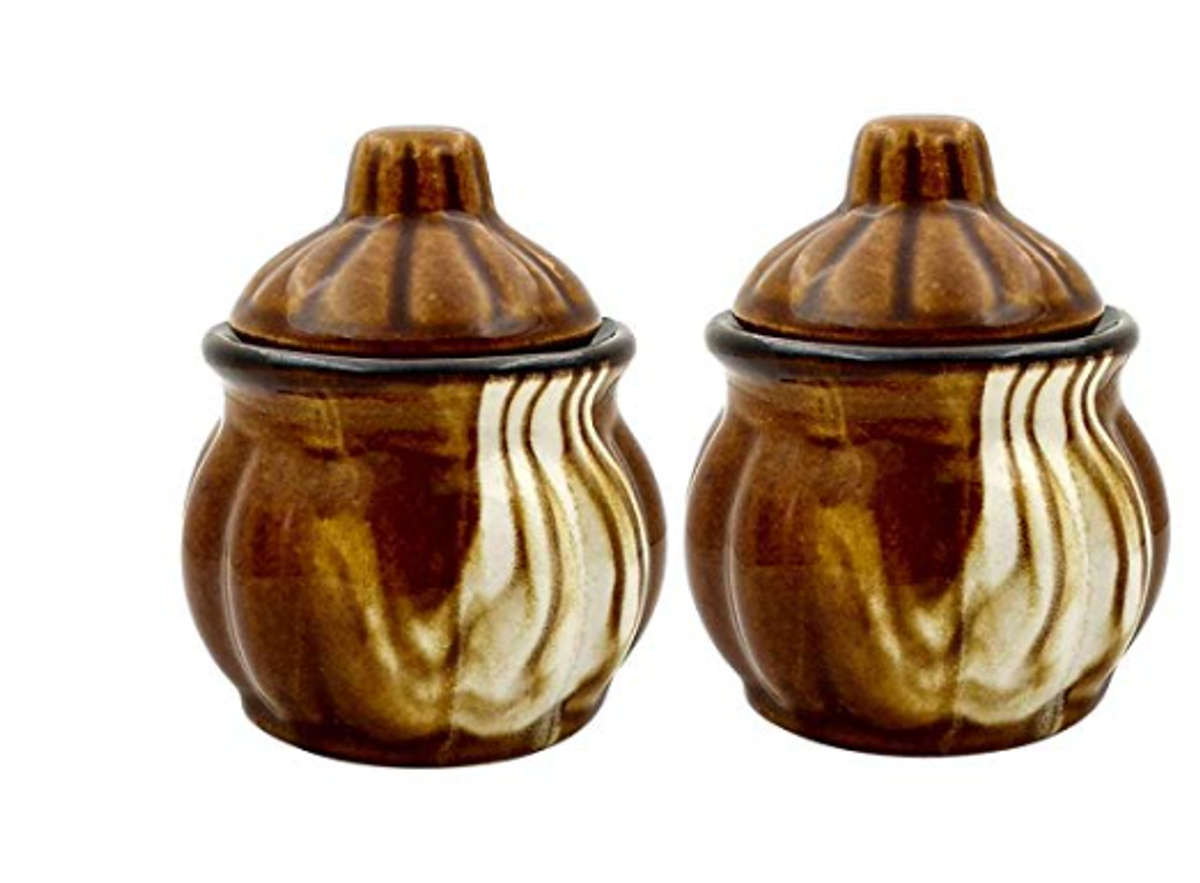 FARKRAFT Ceramic Jar Container Round Shape Jar with Lid 250 ml Set of 2